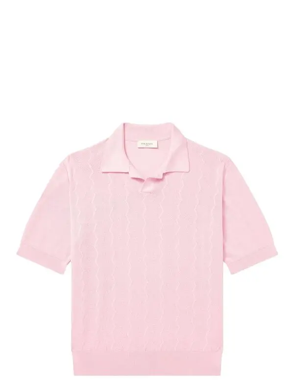 PIACENZA CASHMERE 1733 Knitted Silk And Cotton-blend Polo Shirt - Pink