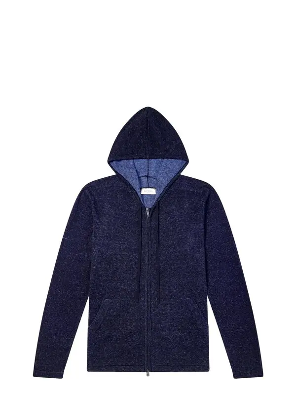 PIACENZA CASHMERE 1733 Knitted Silk And Linen-blend Zip-up Hoodie - Blue