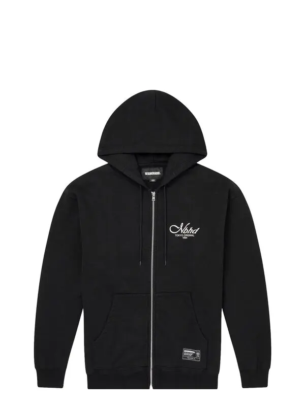 NEIGHBORHOOD Staple Logo-print Cotton-fleece Zip-up Hoodie - Black
