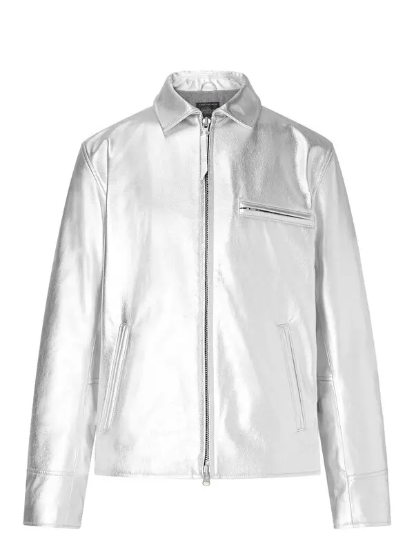 Golden Bear The Waterfront Metallic Leather Jacket - Silver
