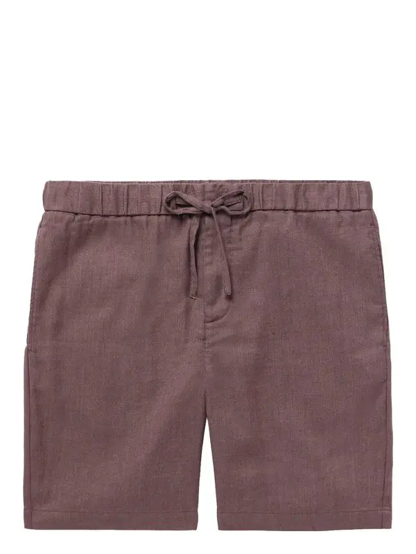 Frescobol Carioca Felipe Straight-leg Linen And Cotton-blend Drawstring Shorts - Brown