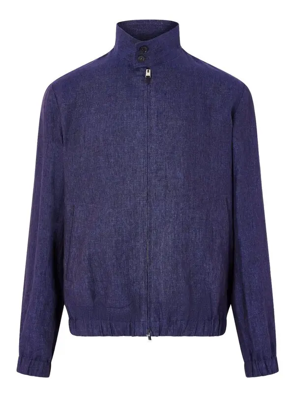 Canali Linen Bomber Jacket - Blue