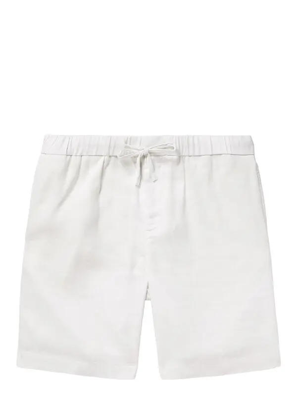 Frescobol Carioca Felipe Straight-leg Linen And Cotton-blend Drawstring Shorts - White