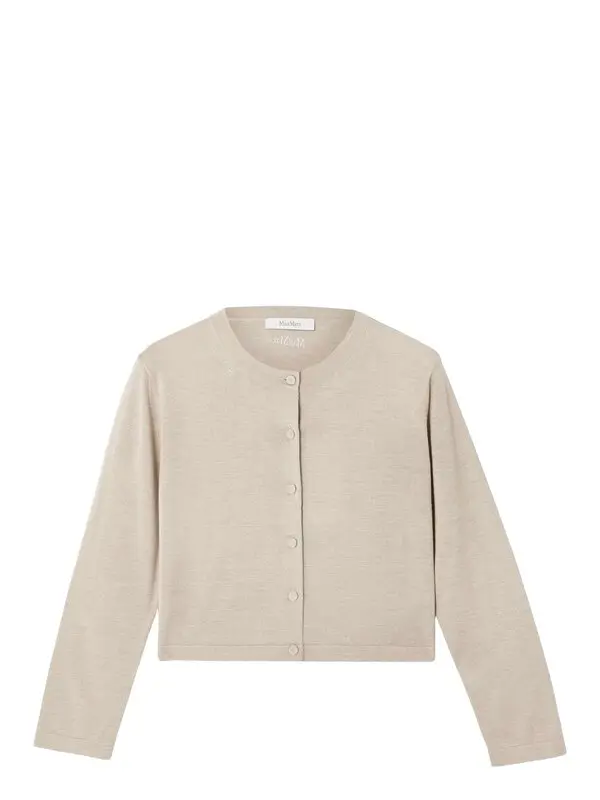 Max Mara Cropped Silk And Cashmere-blend Cardigan - Beige