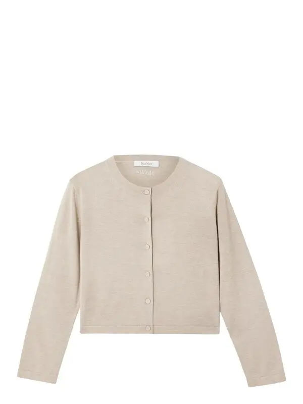 Max Mara Cropped Silk And Cashmere-blend Cardigan - Neutrals