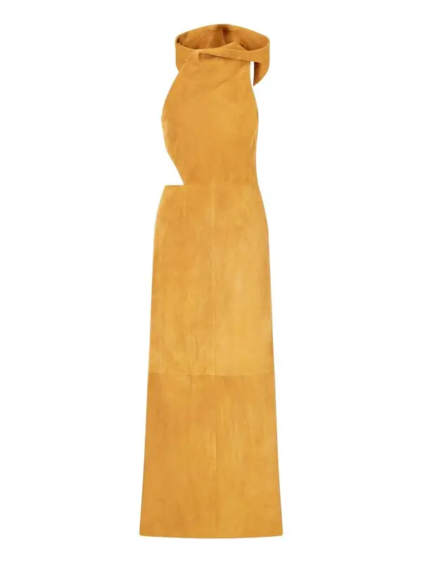 Gabriela Hearst Kallen Hooded Suede Maxi Dress - Marigold