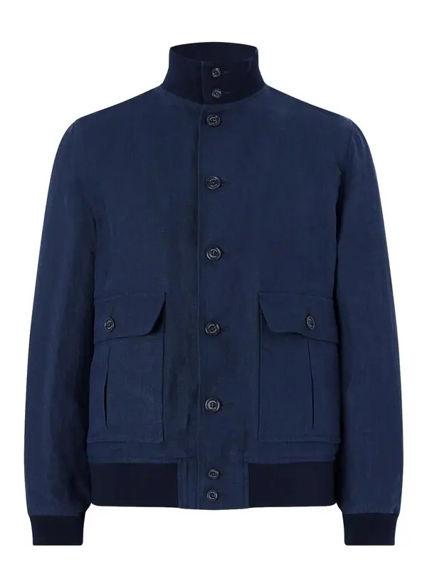 VALSTAR Valstarino Linen Bomber Jacket - Blue