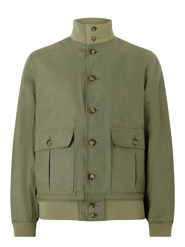 VALSTAR Valstarino Linen Bomber Jacket - Green