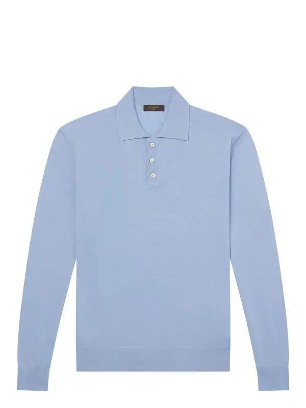SLOWEAR Slim-fit Cashmere And Silk-blend Polo Shirt - Blue