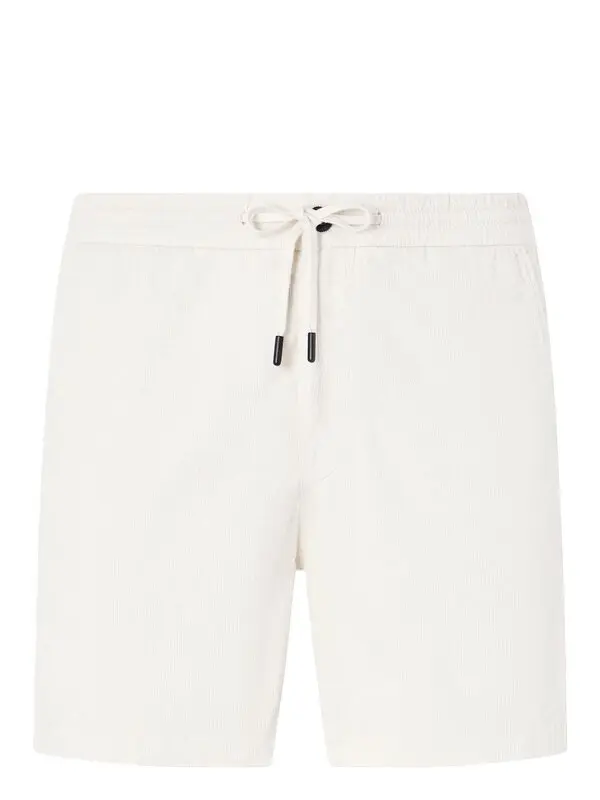 SLOWEAR Straight-leg Cotton-corduroy Drawstring Shorts - White