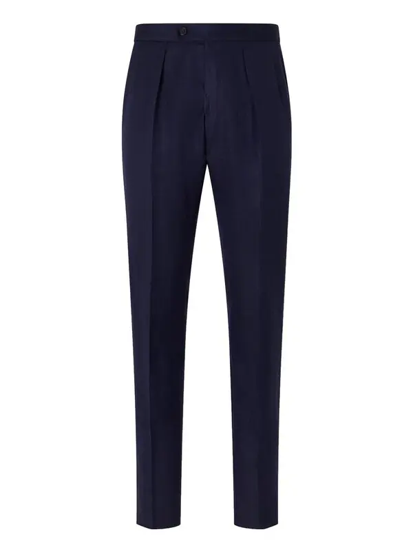 SLOWEAR Tapered Pleated Wool And Linen-blend Trousers - Blue