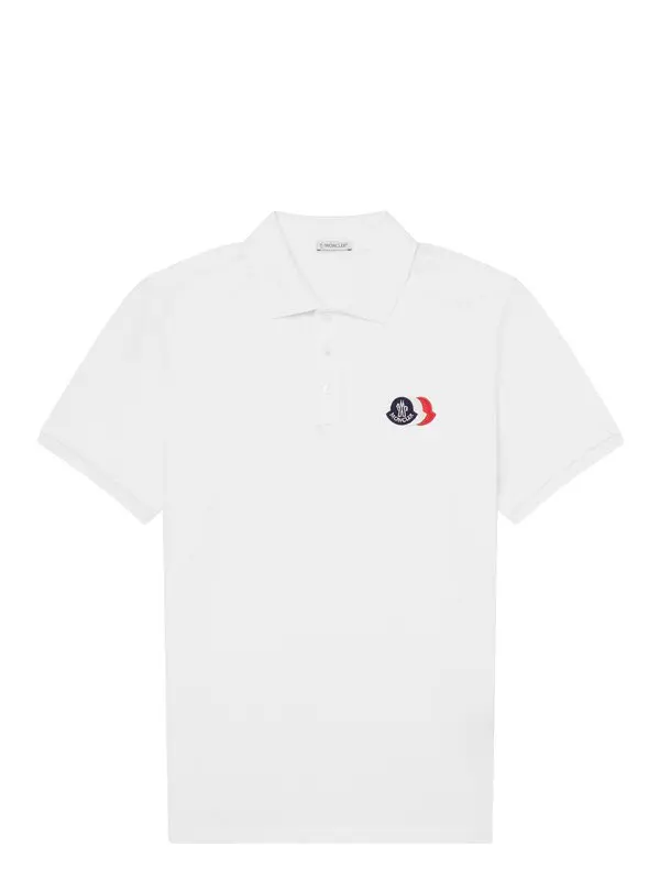 Moncler Logo-appliquéd Cotton-piqué Polo Shirt - White