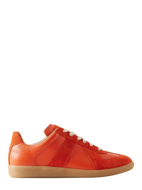 MAISON MARGIELA Replica Leather And Suede Sneakers - Orange