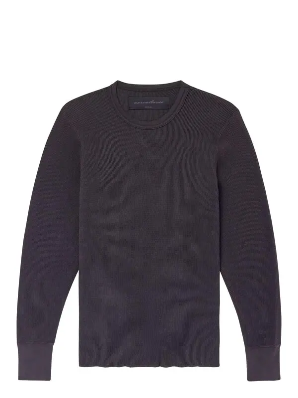 AARON LEVINE Waffle-knit Cotton Sweater - Black