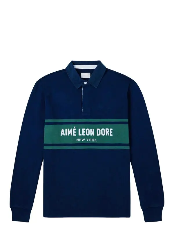 Aimé Leon Dore Logo-embroidered Cotton-jersey Polo Sweater - Blue