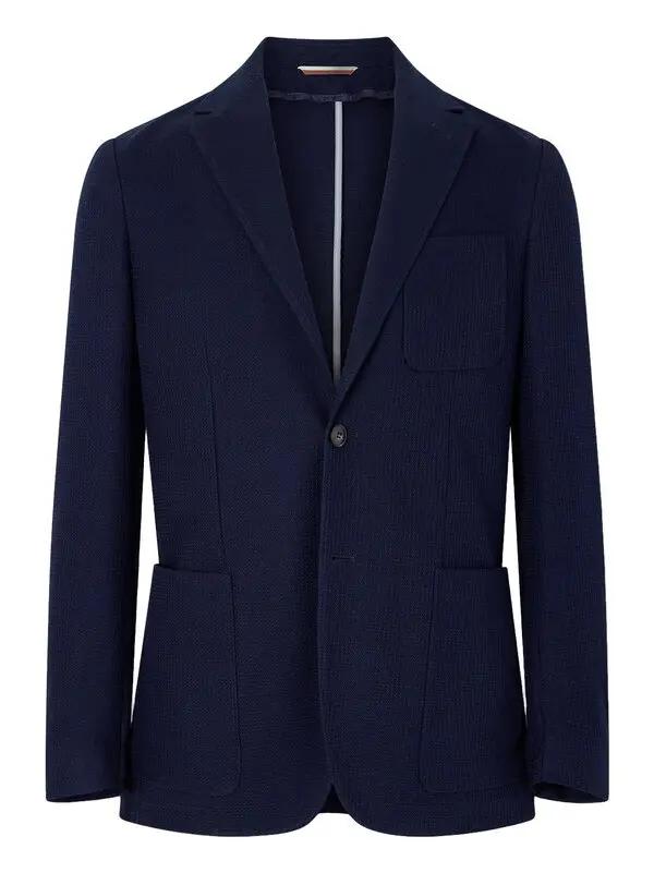 Canali Textured-cotton Blazer - Blue