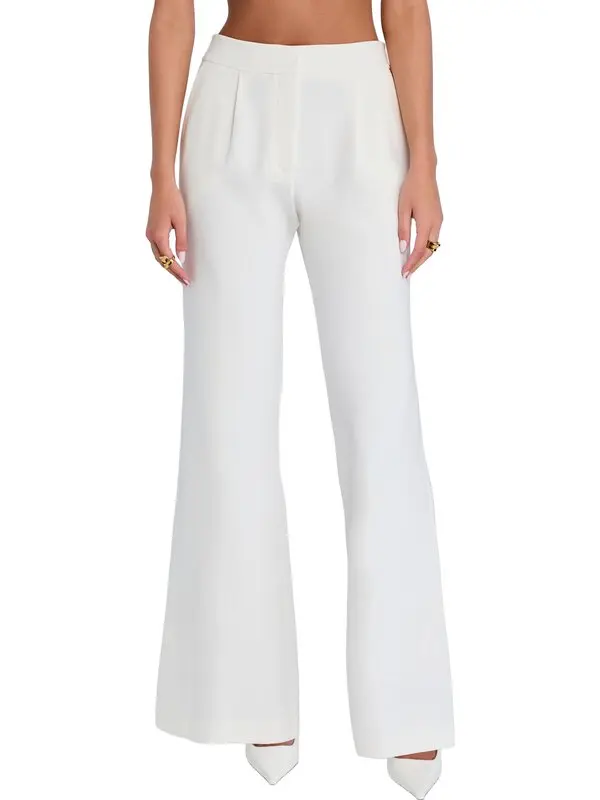 SANS FAFF Pin Tuck Palazzo Pants - White
