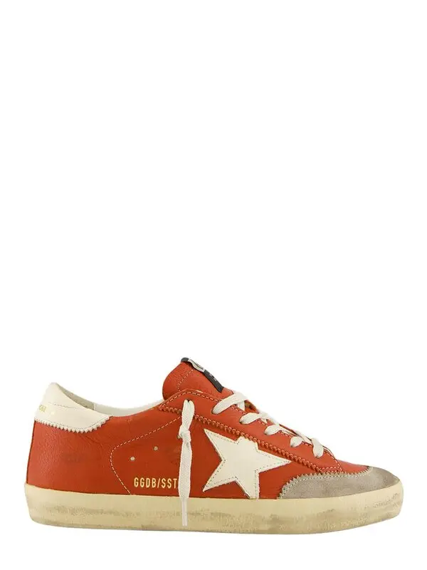 GOLDEN GOOSE Superstar Sneakers With Suede Heel - Orange