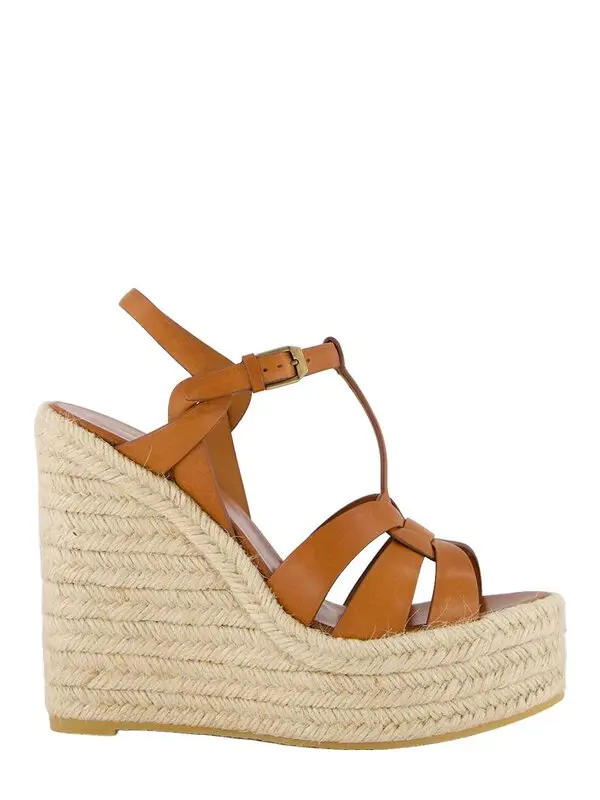 Saint Laurent Tribute Wedge Espadrilles - Brown