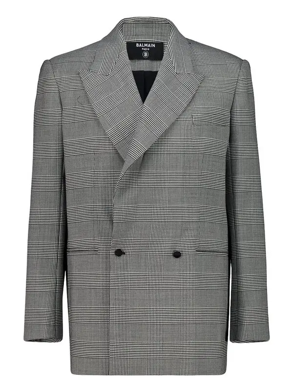 Balmain Oversized Prince Of Wales Jacquard Jacket - Black