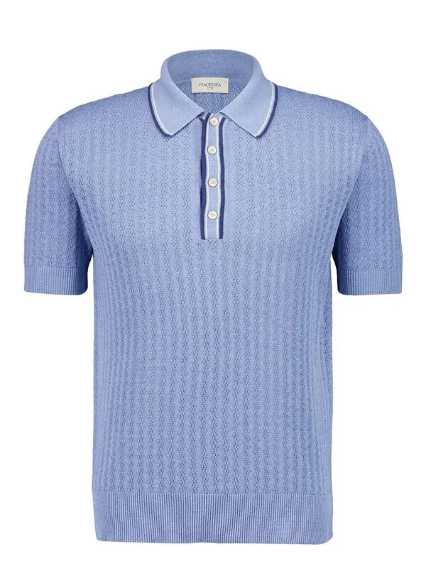 PIACENZA CASHMERE 1733 Light Linen Polo Shirt - Blue