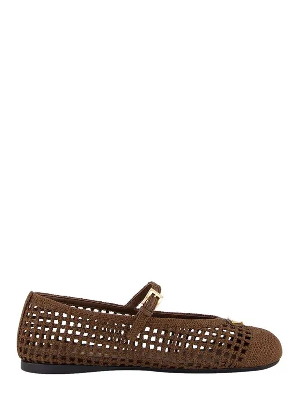 Prada Crochet Ballet Flats - Brown