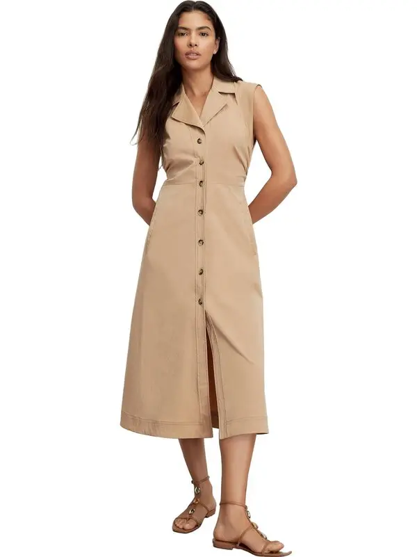 Veronica Beard Orla Midi Shirtdress - Khaki