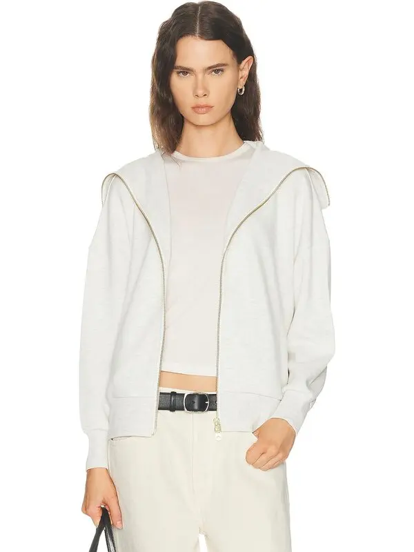 Varley Halley Zip Through Sweatshirt - Ivory Marl