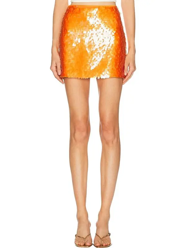 SIMONMILLER Dizzy Sequin Skirt - Tangerine Orange