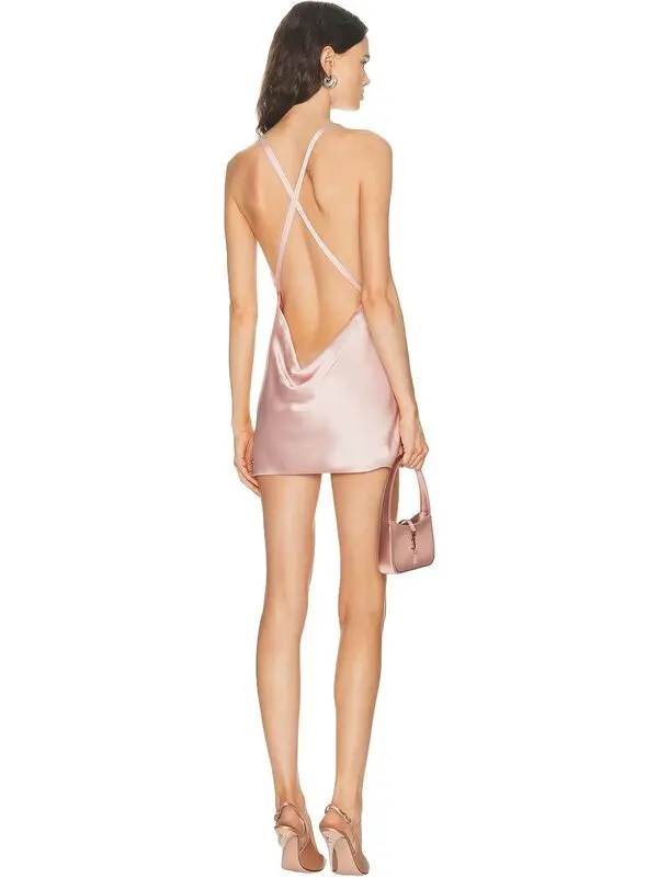 Norma Kamali Cross Back Bias Mini Dress - Ballet Pink