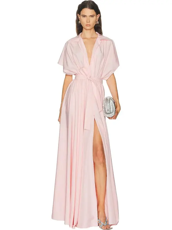 Norma Kamali Super Oversized Shirt Flared Gown - Ballet Pink