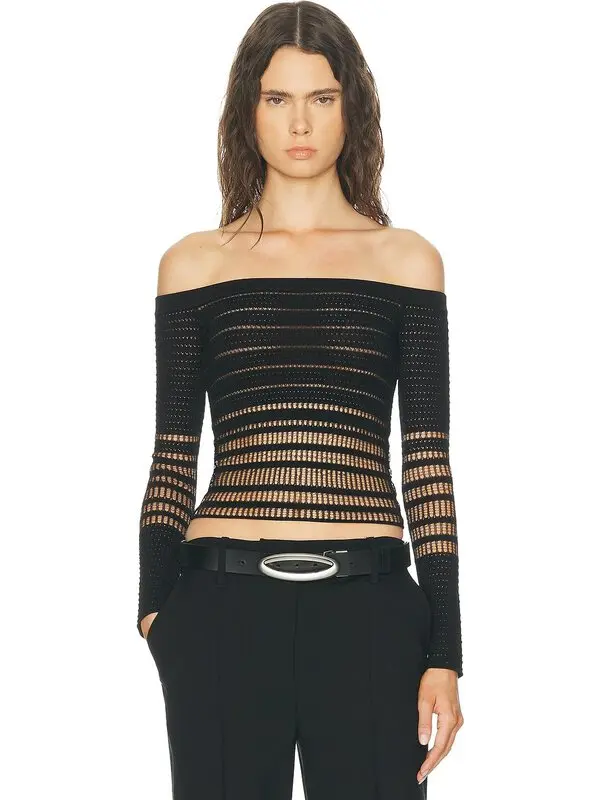 HAELO Veiled Long Sleeve Top - Black