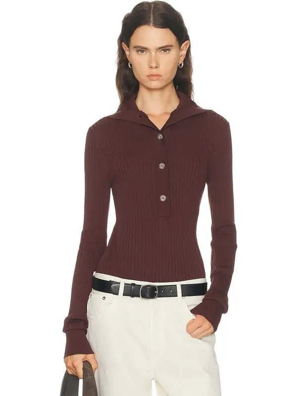 ENTIRE STUDIOS High Neck Henley Top - Umber