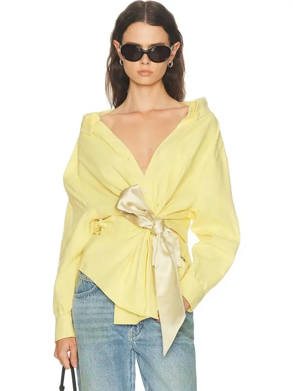 AREA Satin Knot Oxford Shirt - Light Yellow