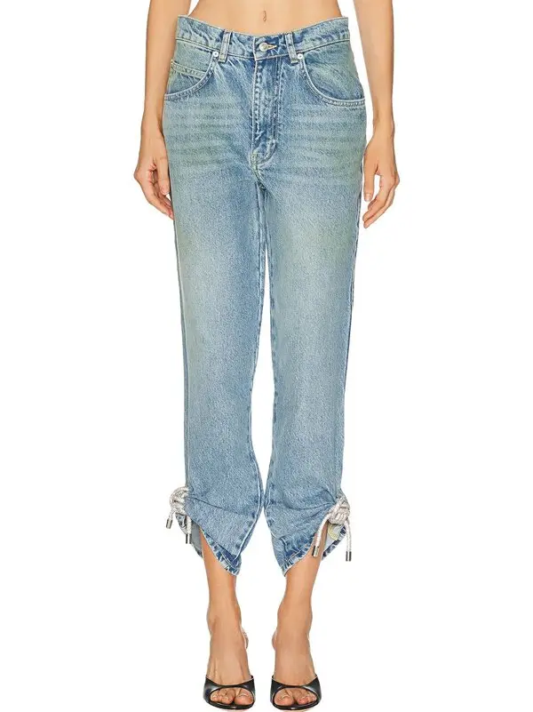 AREA Crystal Knot Wide-leg Jeans - Medium Blue