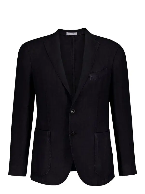 Boglioli Navy Blue Linen Notch-lapel Jacket - Grey