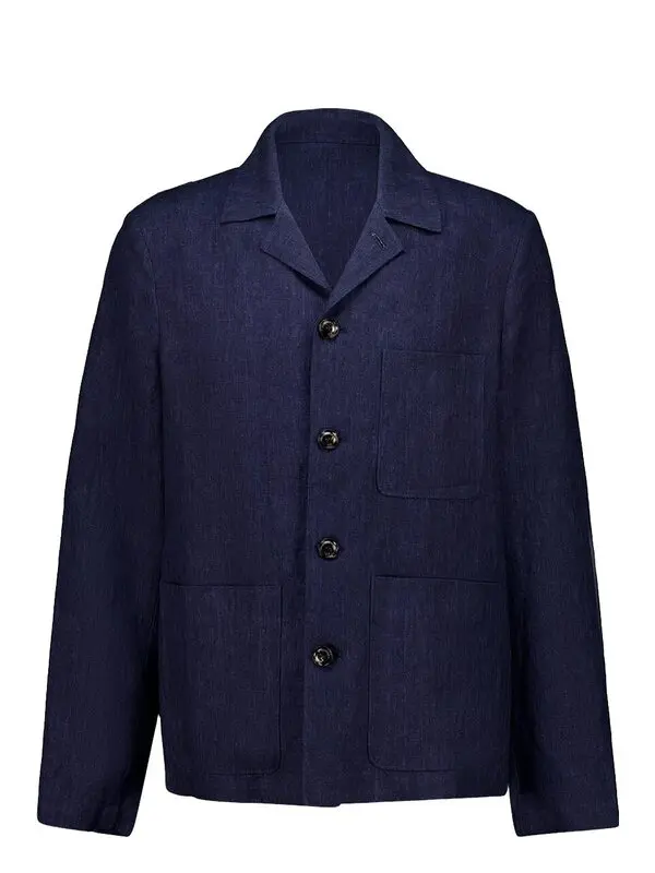 PIACENZA CASHMERE 1733 Linen Chore Jacket - Blue