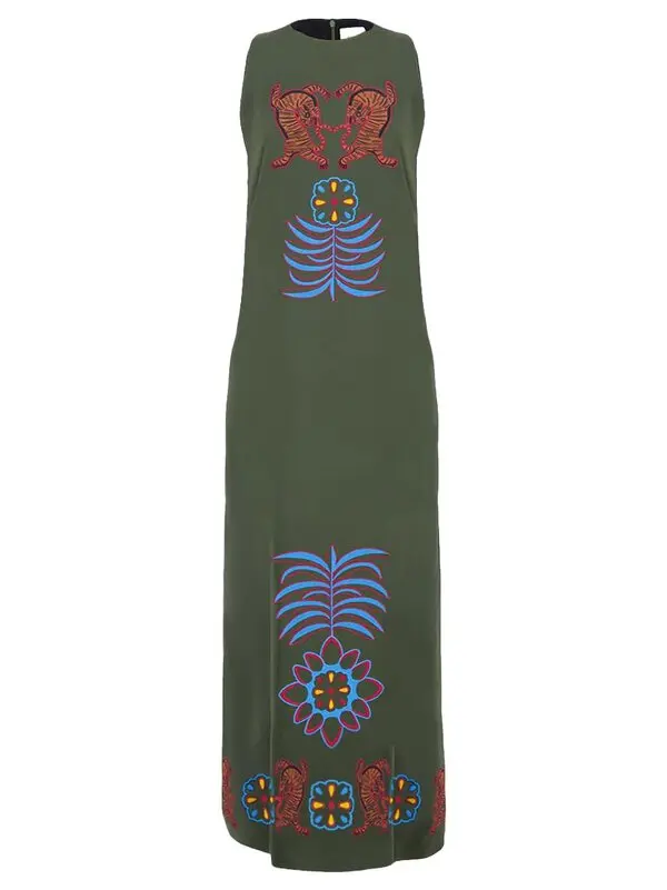 PAULA Embroidered Sleeveless Maxi Dress - Multicolour