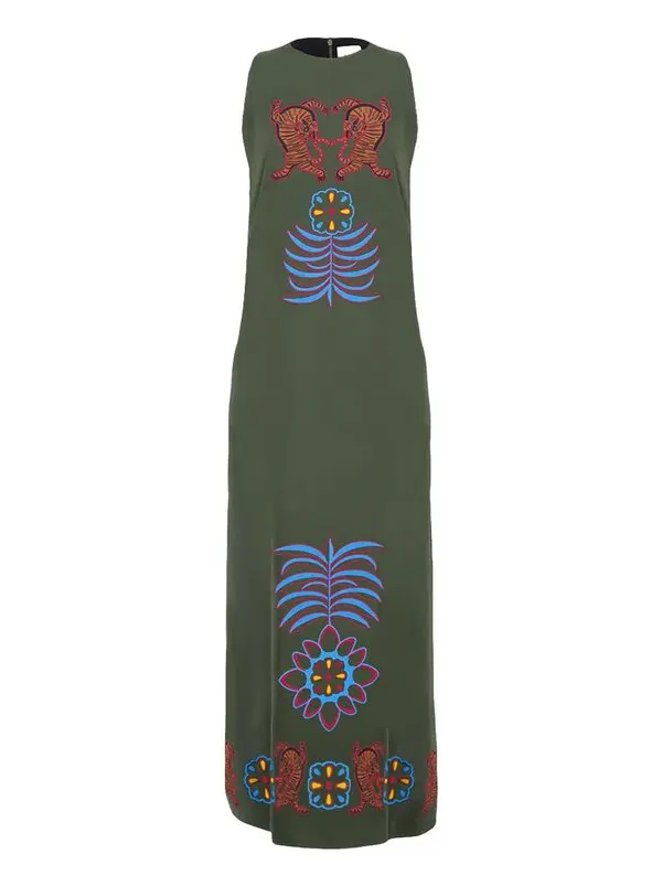 PAULA Embroidered Sleeveless Maxi Dress - Multicolour