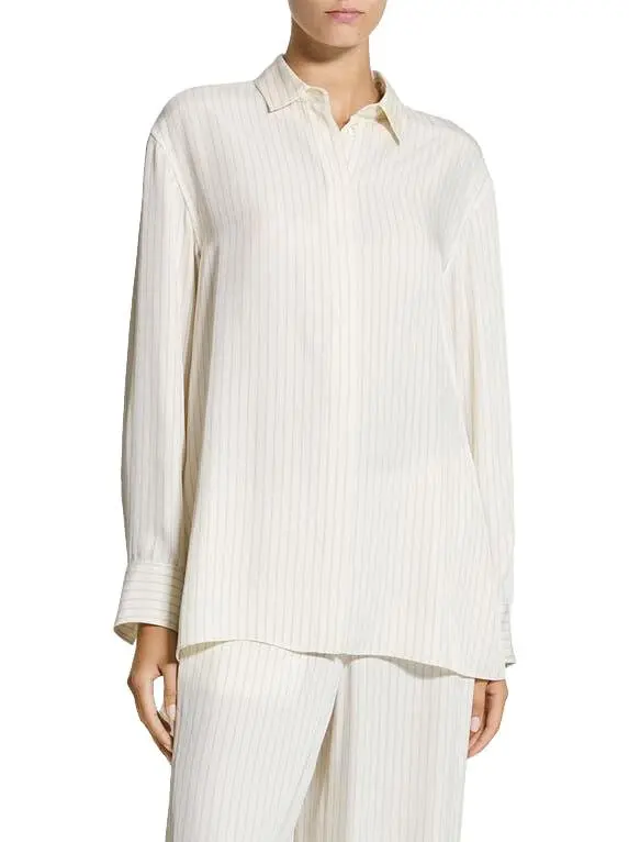 Theory Striped High-low Shirt - Rice Multi