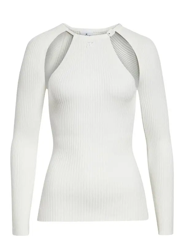 COURREGES Cutout Ribbed Sweater - Heritage White