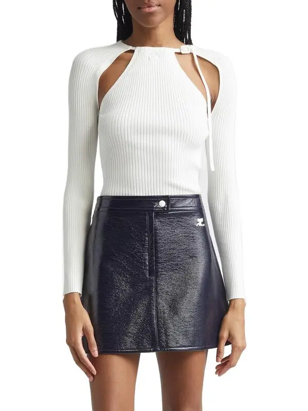 COURREGES Cutout Ribbed Sweater - Heritage White
