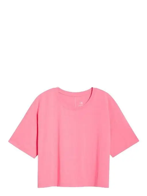 MPG Pima Cotton Boxy Crop T-shirt - Pink Lemonade