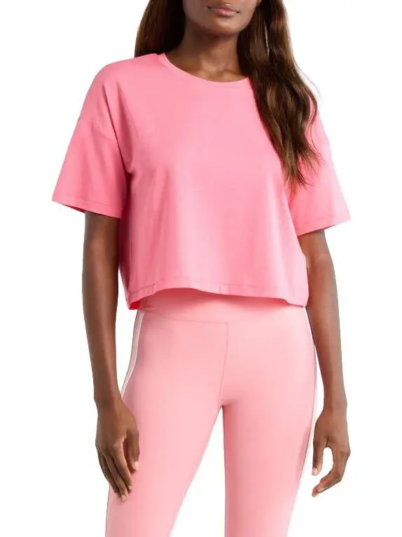 MPG Pima Cotton Boxy Crop T-shirt - Pink Lemonade
