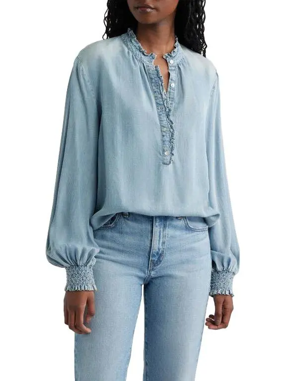 Rails Kimmy Ruffle Chambray Top - Washed Blue
