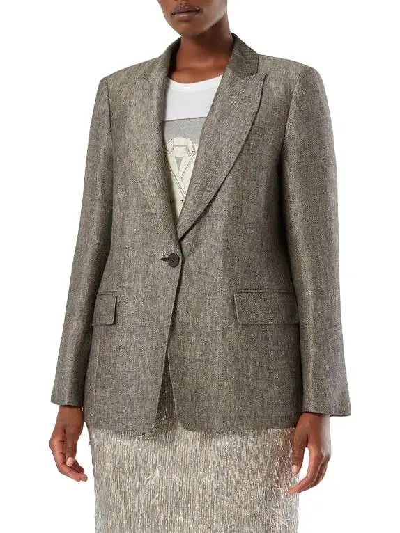 Marina Rinaldi Viale Linen Jacket - Black Flesh Toner