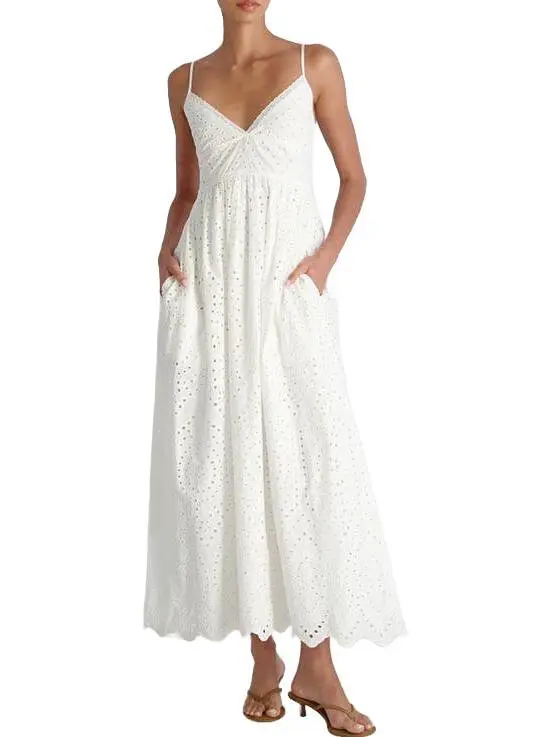 French Connection Trini Eyelet Sleeveless Maxi Dress - Summer White