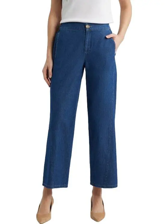 Anne Klein Curved Seam Ankle Jeans - Aries Wash