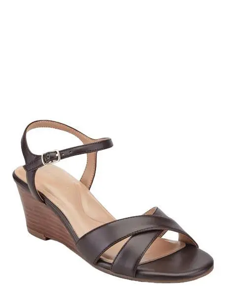 Easy Spirit Crisscross Wedge Sandal - Dark Brown