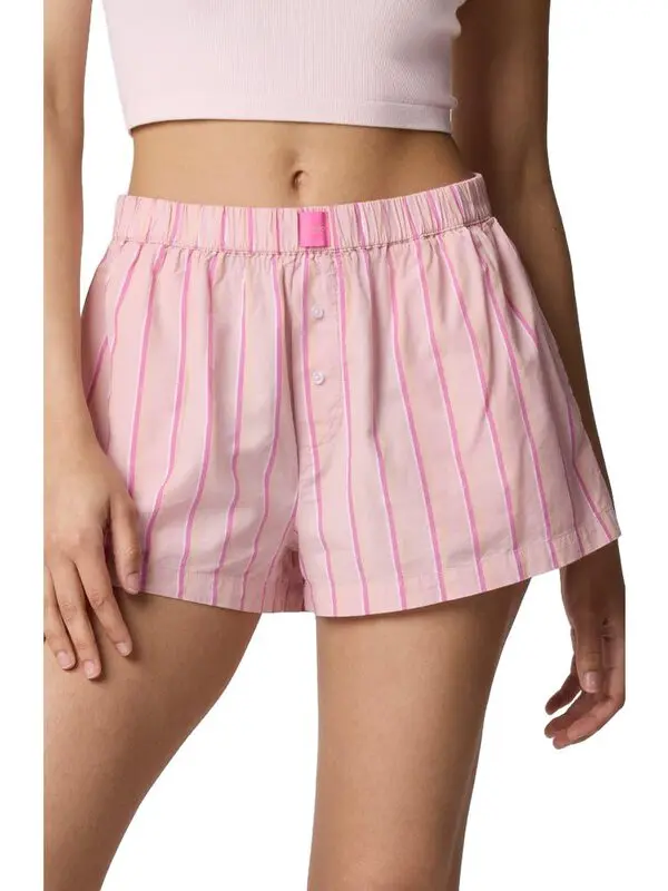 FLORENCE BY MILLS Cotton Blend Boxer Shorts - Pink Stripe